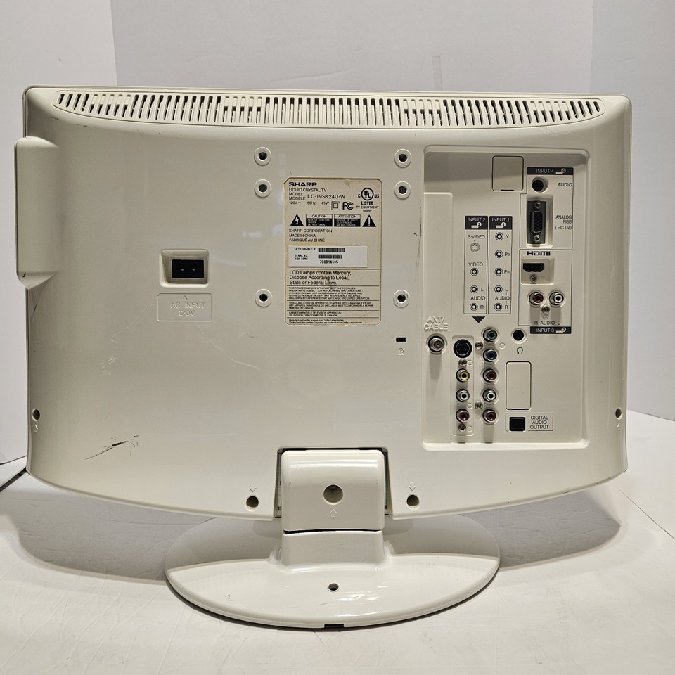 SHARP LC-19SK24U-W WHITE LCD /HDTV FLAT PANEL RETRO GAMING TV With ...