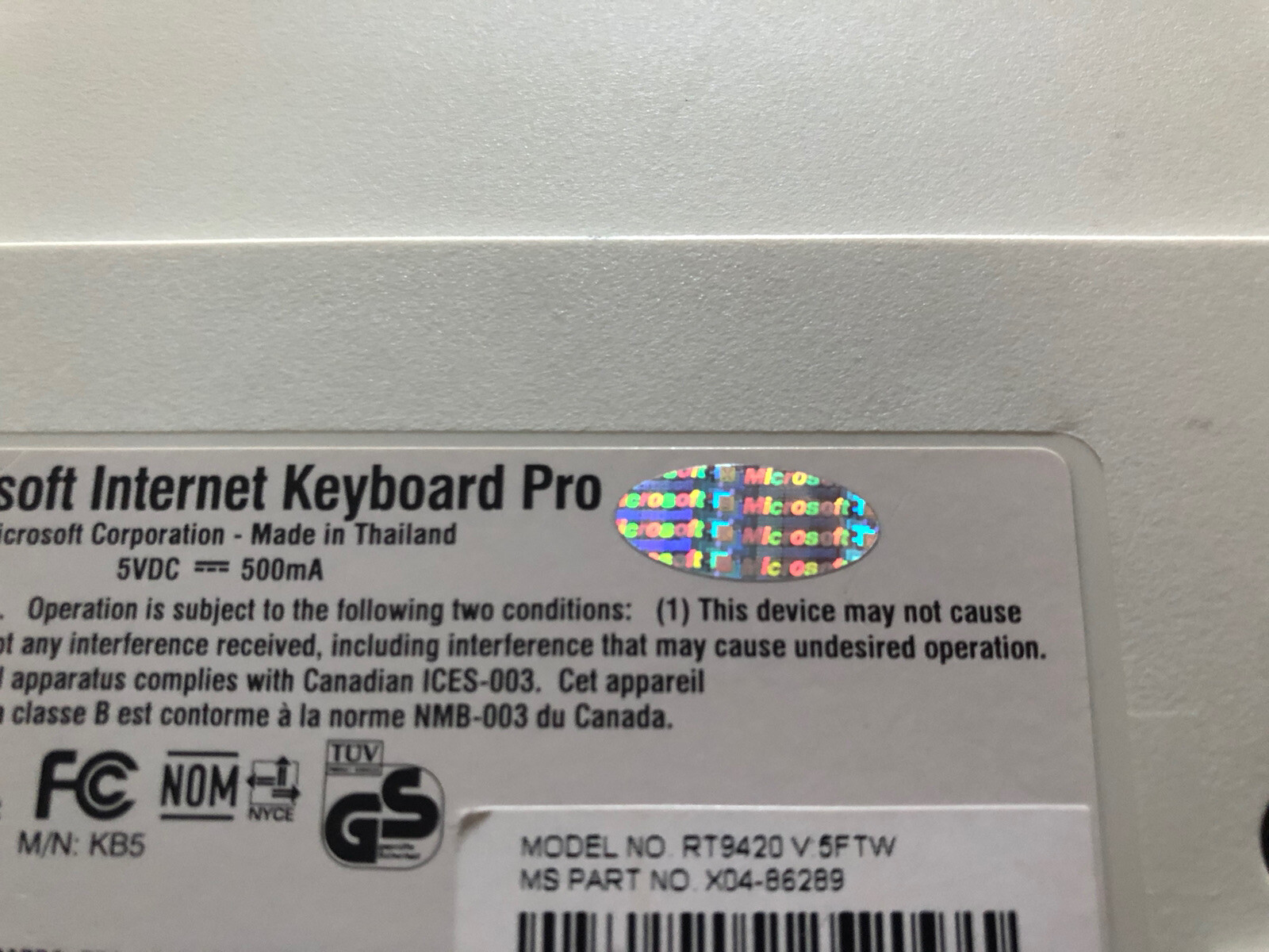 Microsoft Internet Keyboard Pro Clicky Keys RT9420 With 2 USB Ports | eBay