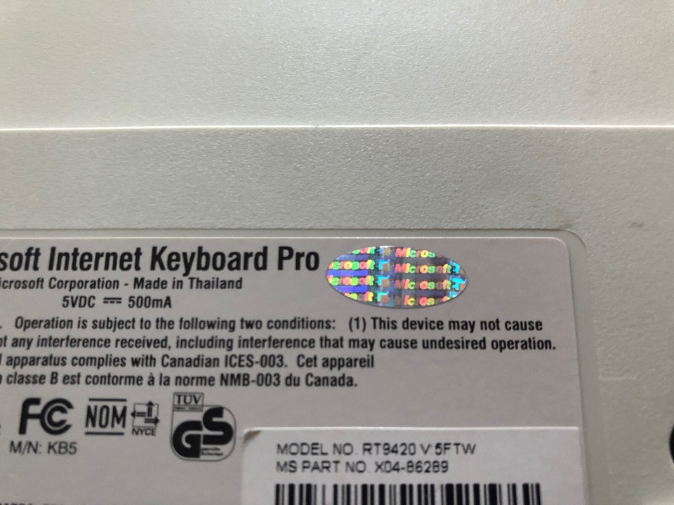 Microsoft Internet Keyboard Pro Clicky Keys RT9420 With 2 USB Ports | eBay