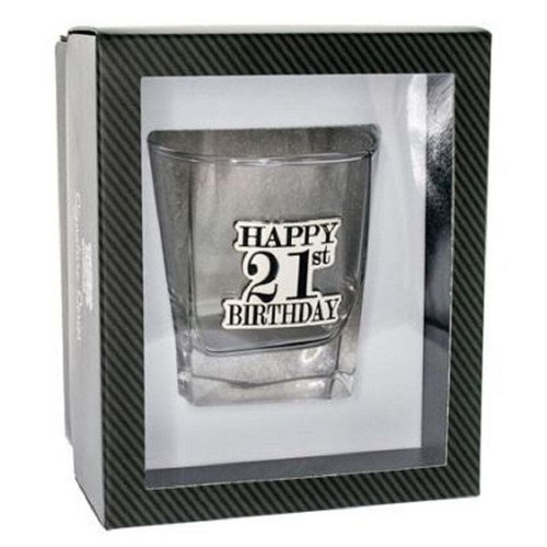 Happy 21st Twenty First Birthday Spirit Whisky Glass Metal Badge Gift ...