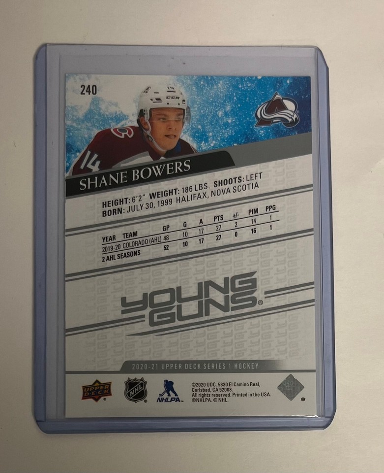2020-21 Upper Deck SHANE BOWERS Young Guns ROOKIE RC #240 | eBay
