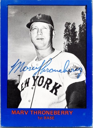 Marv Throneberry autographed baseball card (New York Mets) 1982 RGI ...
