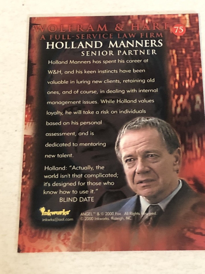 Angel Trading Card 2000 #75 Holland Manners Sam Anderson | eBay
