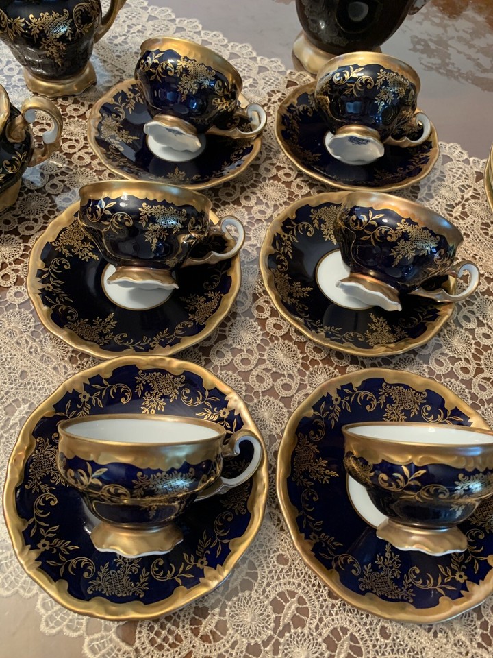 Weimar Katharina Blue/Gold Demitasse Coffee 23Pc Set.Made In GDR. | eBay