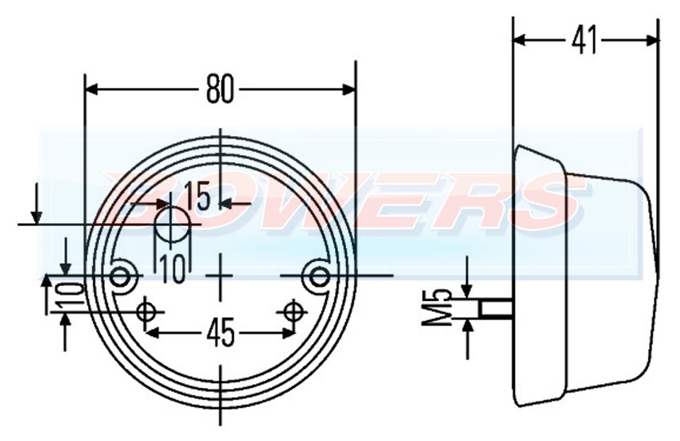 HELLA 80mm ROUND AMBER/ORANGE SIDE MARKER LIGHT LAMP 2BA001259611 ...