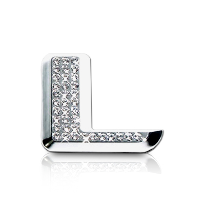 Crystallized Letter L Car Emblem with Chrome Finish and Real Swarovski ...