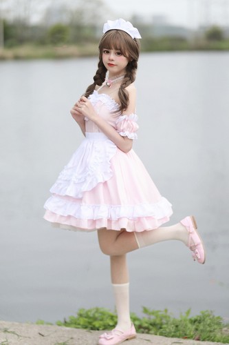 Women's Girl Lolita Dress Pleated Cosplay Ruffle Role Playing Maid Cute ...
