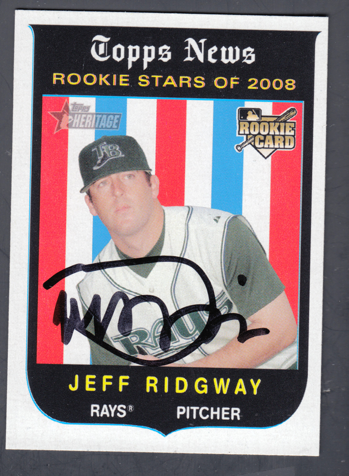 Jeff Ridgway Autographed 2008 Topps Heritage Baseball Card #139 Devil ...