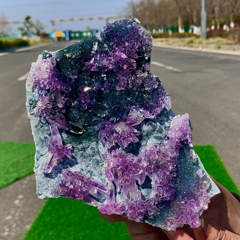 310G Natural Vision Amethyst quartz cluster crystal mineral specimen ...