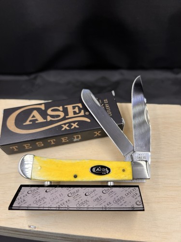 CASE XX KNIVES TRAPPER - SMOOTH YELLOW BONE - BLACK CASE OVAL SHIELD ...