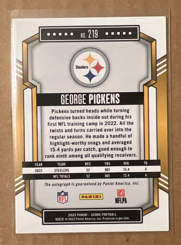 2023 Score George Pickens #219 Signatures Auto 2nd Year Pittsburgh ...