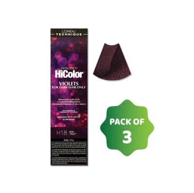 [3 Pack] L’Oreal HiColor Permanent Hair Color for Dark Hair [ H18 DEEP ...