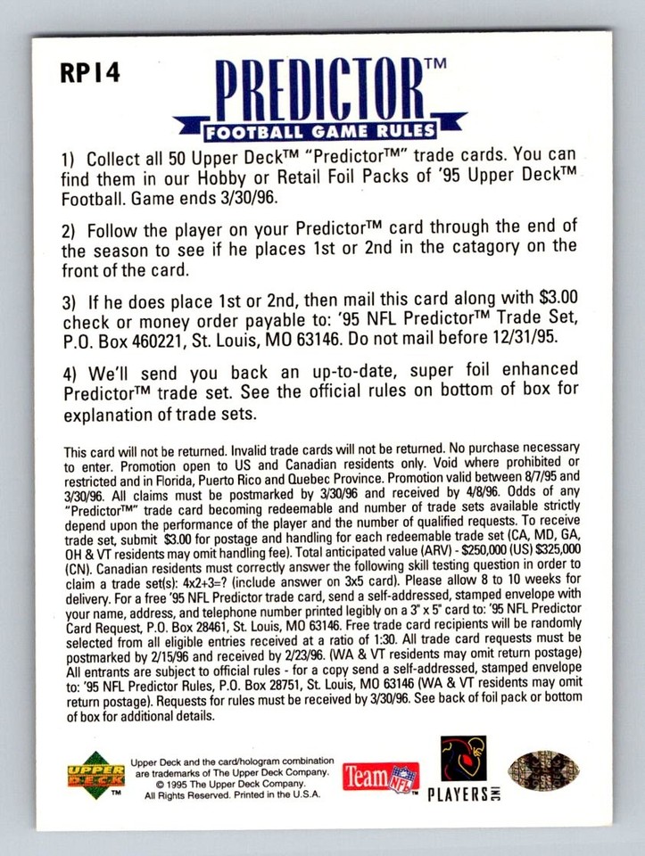 1995 Upper Deck #RP14 Natrone Means Predictors: League Leaders | eBay