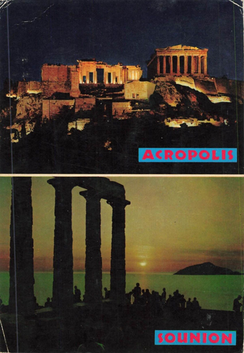 Postcard Greece 2 Views of Ancient Ruins Acropolis and Sounion | eBay ...