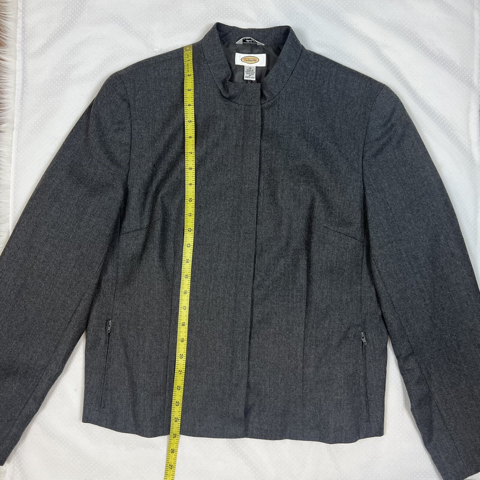 Talbots Women’s Size 16 Gray Zip Jacket 100% Wool Lined Mock Neck ...