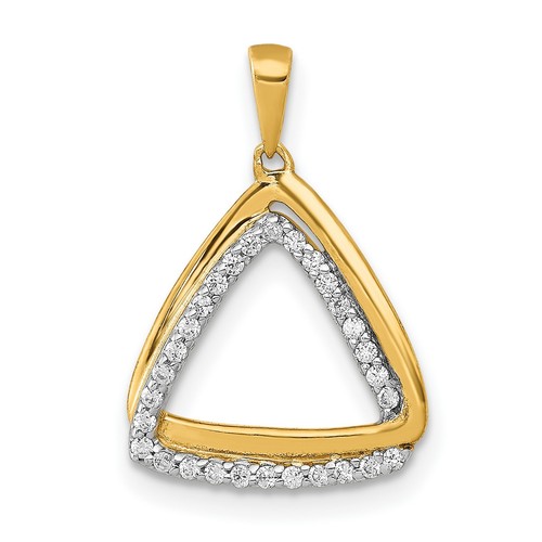 14k Yellow Gold 1/6ct Diamond Double Triangle Charm Pendant | eBay