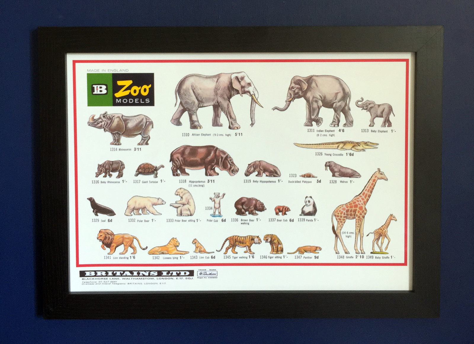 Britains Zoo Models Framed Poster Shop Display Sign Advert from 1968 A3 ...