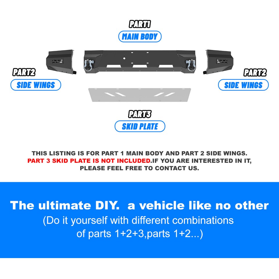 Offroad Heavy Duty Textured Front Bumper+D-Rings For 2024 2025 Tesla ...