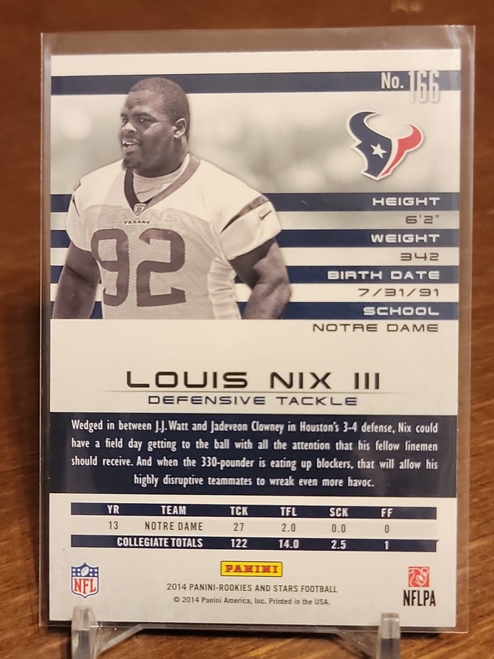 2014 Panini Rookies & Stars Longevity Louis Nix III Rookie Houston ...