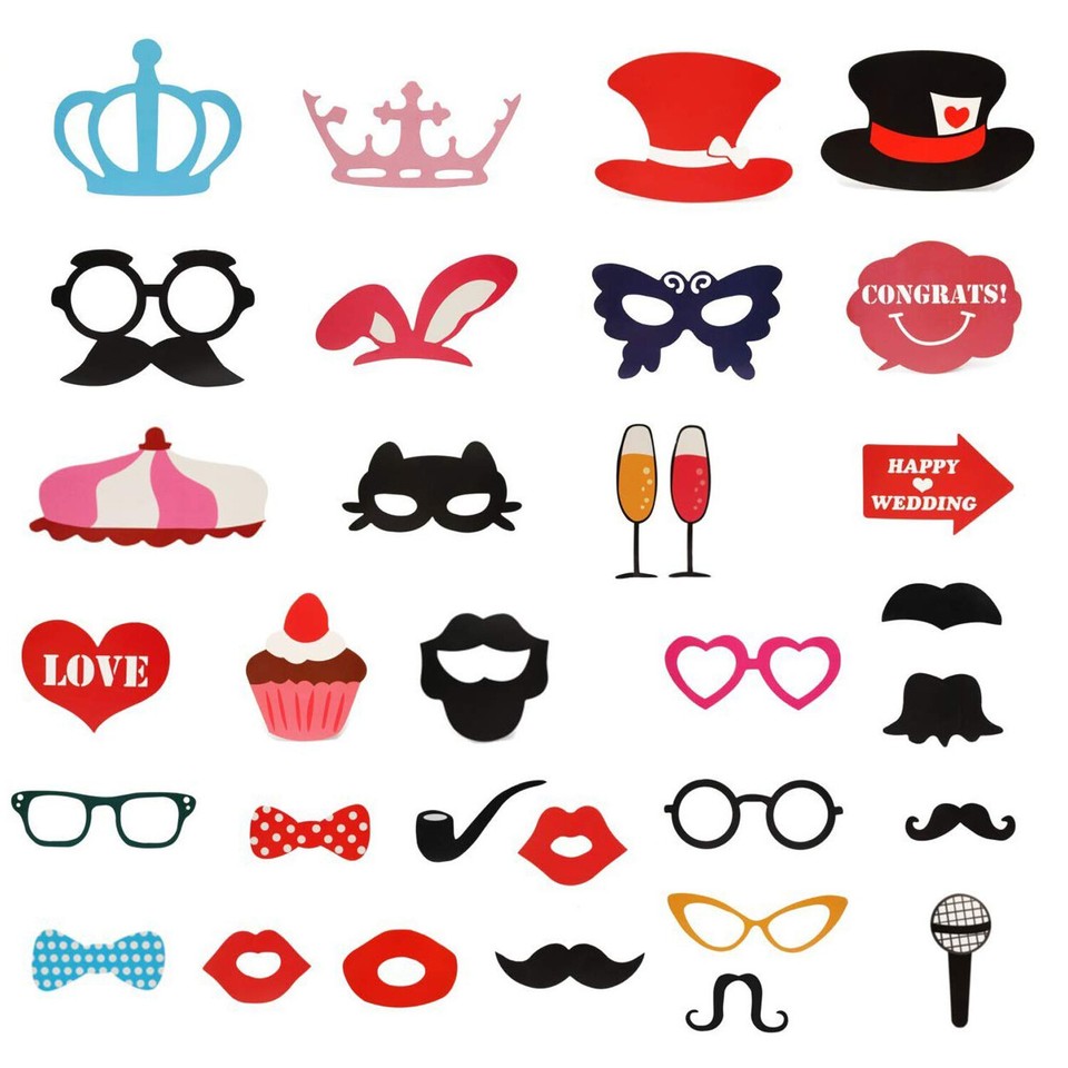 Funny Party Props Photo Booth Moustache Birthday Wedding Selfie ...