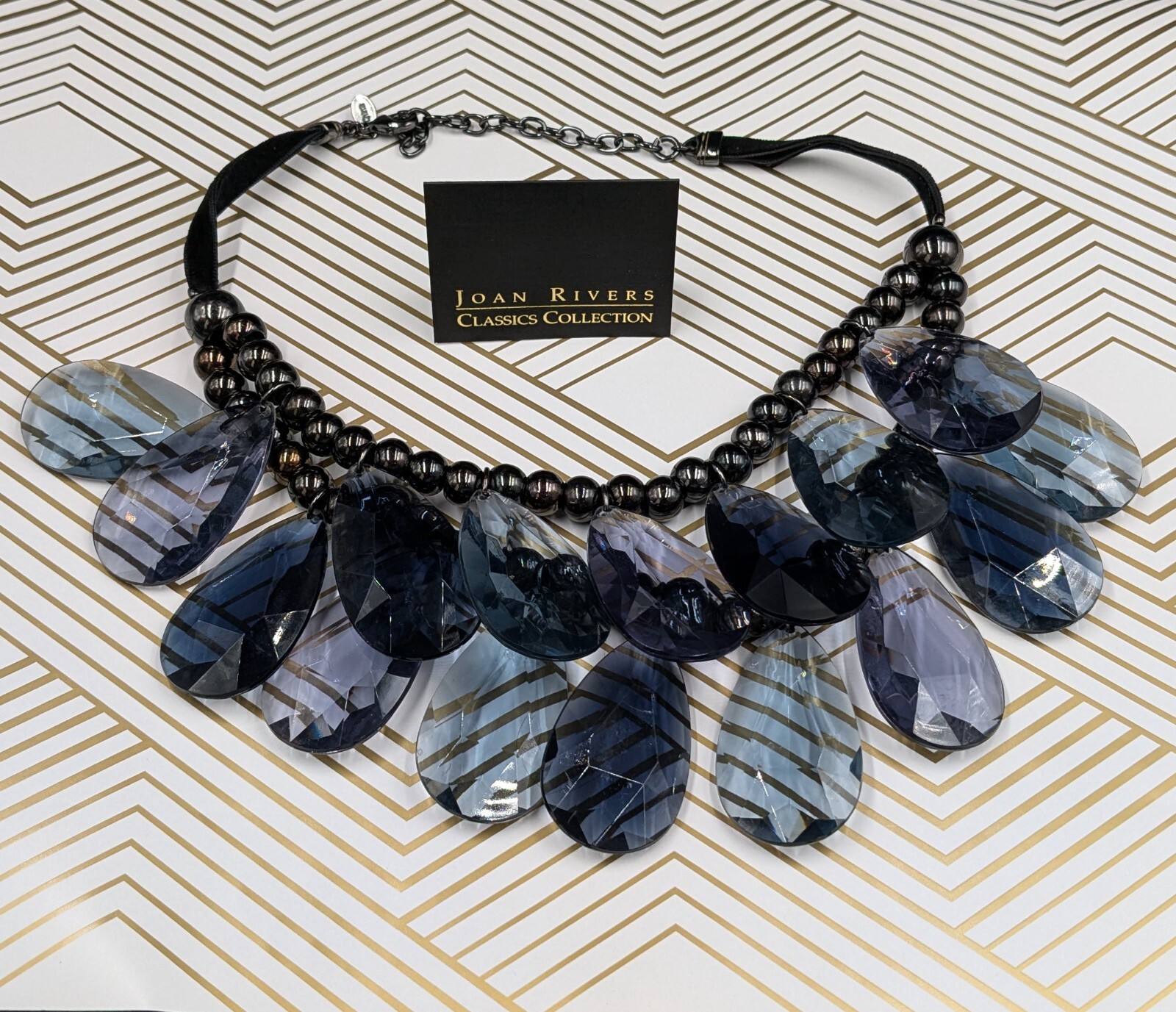 Vtg Joan Rivers Necklace 2 Strand Bib Faceted Acrylic Beads Original ...