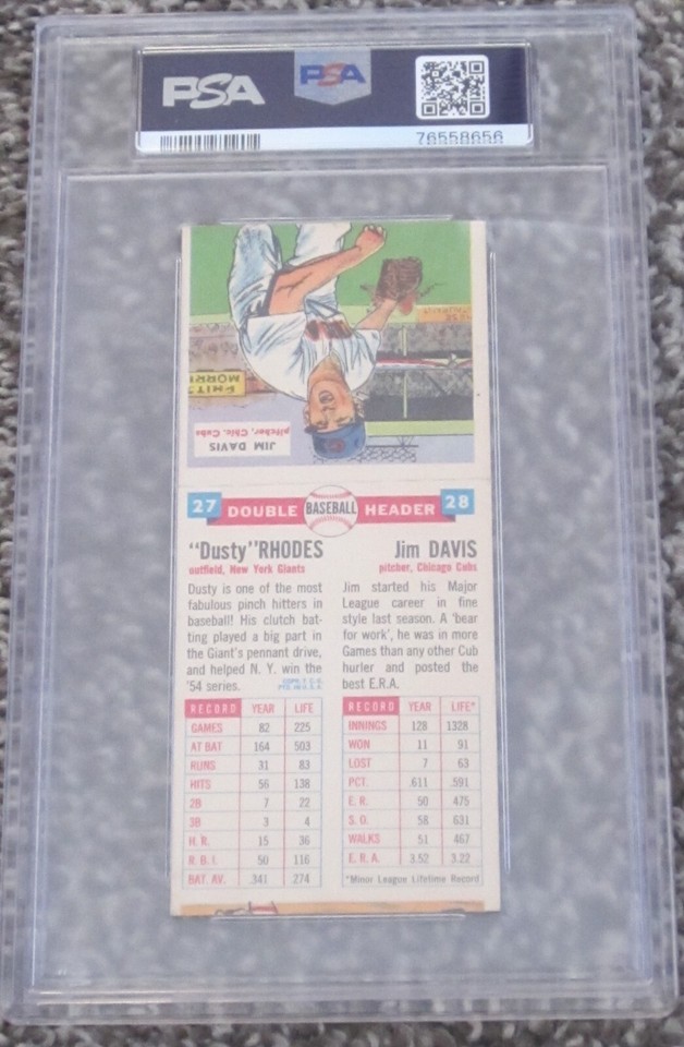 1955 Topps Doubleheaders 27 Dusty Rhodes 28 Jim Davis PSA 5 EX NQ ...
