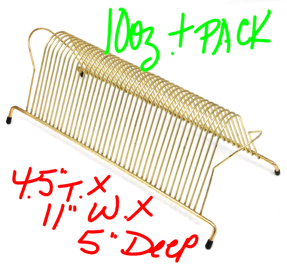 VTG Record Rack MCM Letter Mail Brass Gold Metal Wire Triangle LP 45 ...