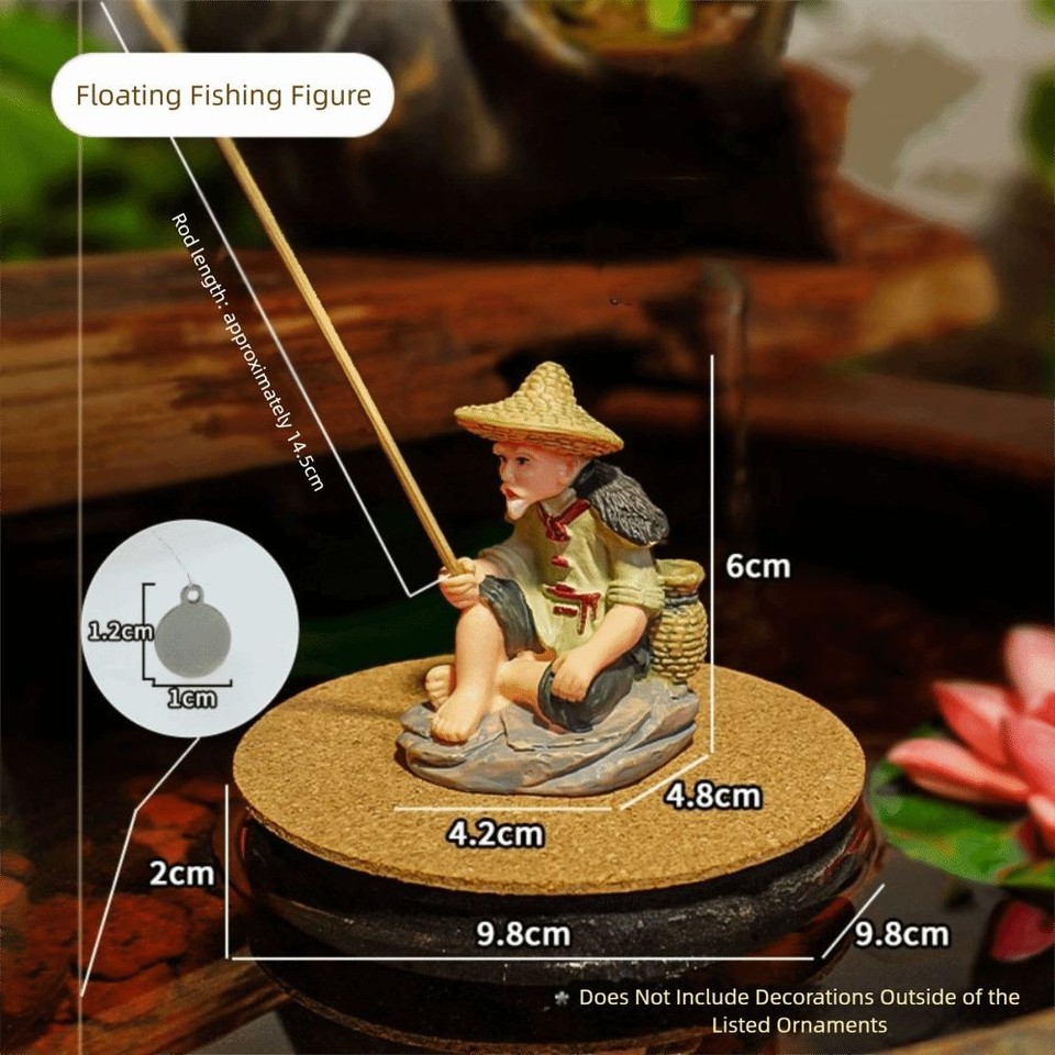 Floating Old Man Fishing Ornament PVC Fish Tank Decoration Car Ornament ...