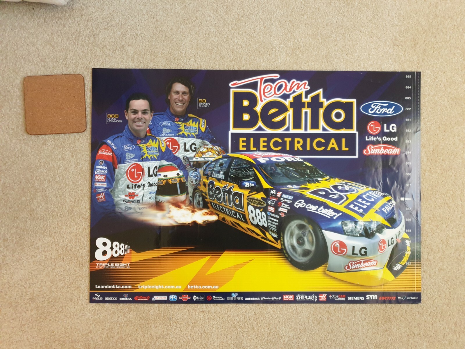 RARE Poster V8 Supercars Betta Electrical Lowndes Ellery | eBay