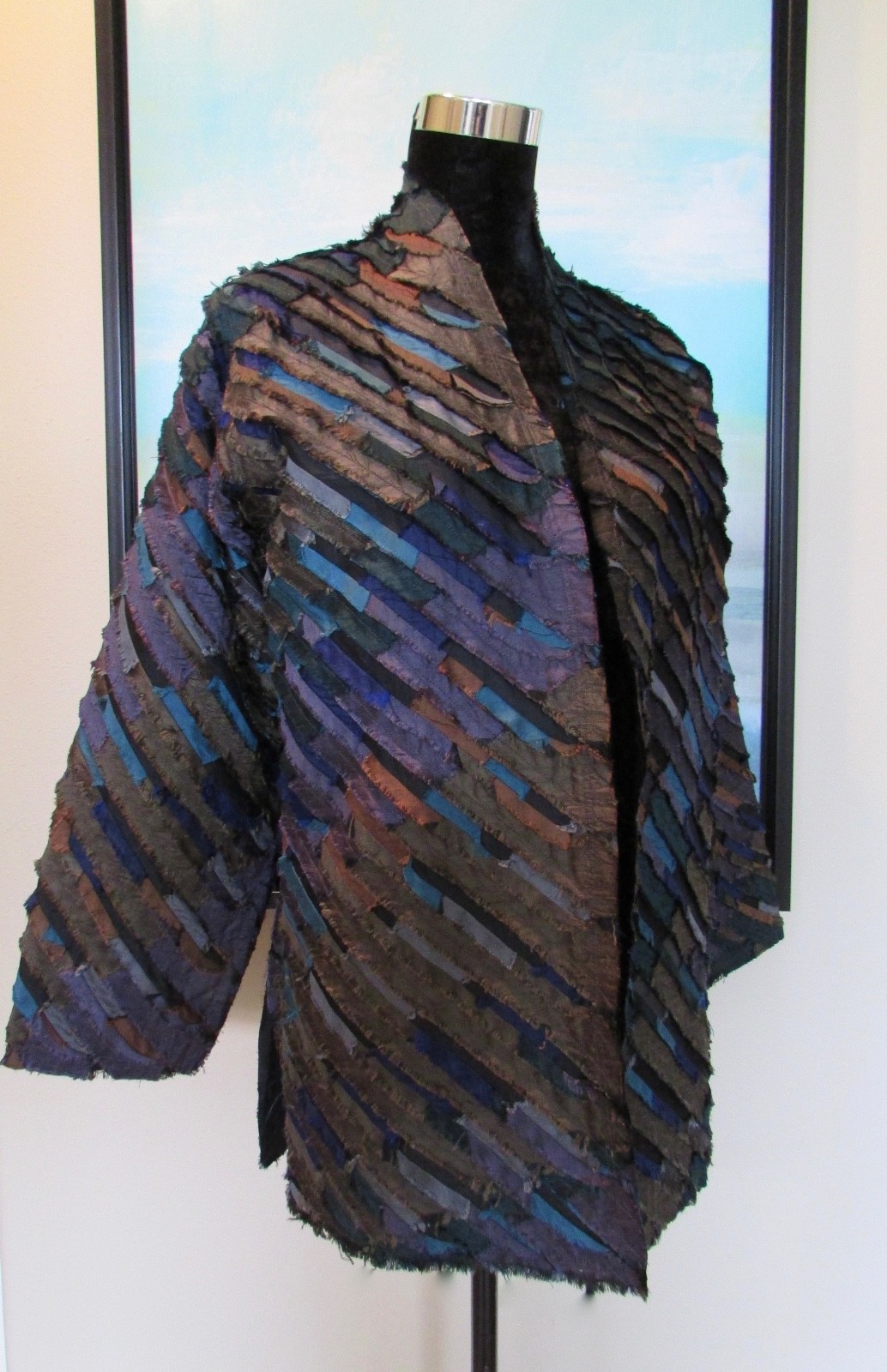 $1600 Tim Harding Textile Art Jacket Turquoise/Purple 100% Silk Art ...