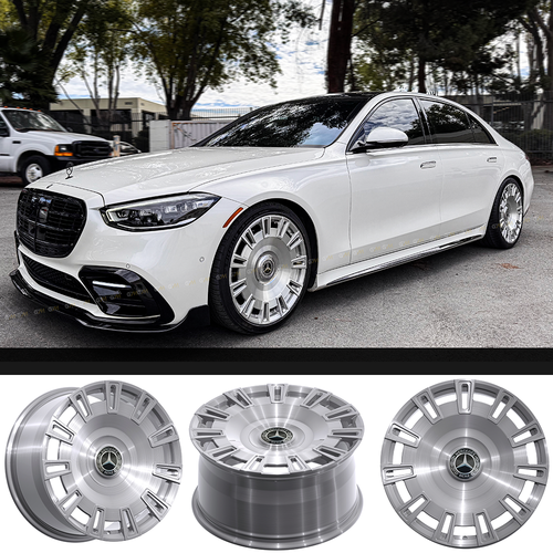 22" GEM GL1 Forged Luxury Brushed Silver wheels for Mercedes S-Class ...