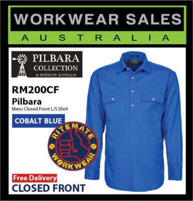 PILBARA Ritemate Men's & Kids Closed Front, L/S Work Shirt RM200CF ...