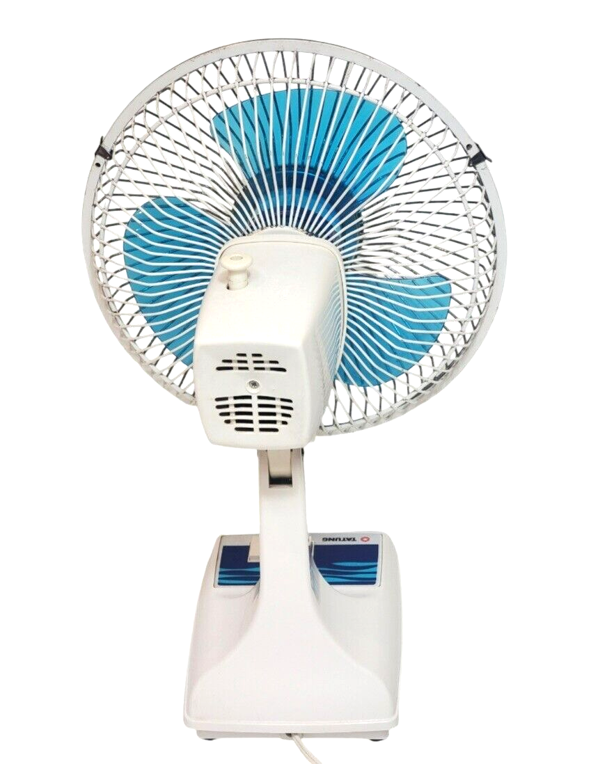 Tatung 3-Blade Tilt Oscillating LE-9 Fan VTG Blue Retro Table 2 Speed ...
