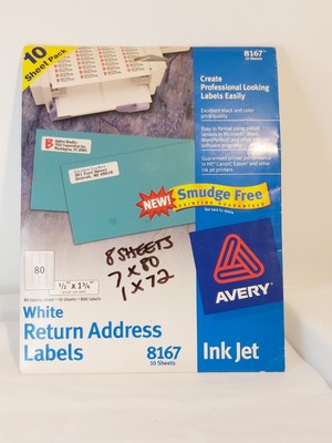 Avery #8167 White Mailing Label - 0.5" Width X 1.75" 632ct Open Partial ...