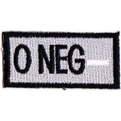 O NEG NEGATIVE BLOOD TYPE SILVER EMBROIDERED PATCH | eBay