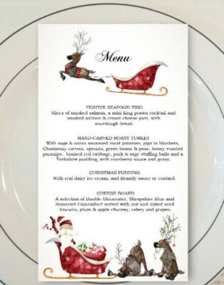 Santa & Rudolph Personalised Christmas Lunch/Dinner Menu Cards | eBay UK