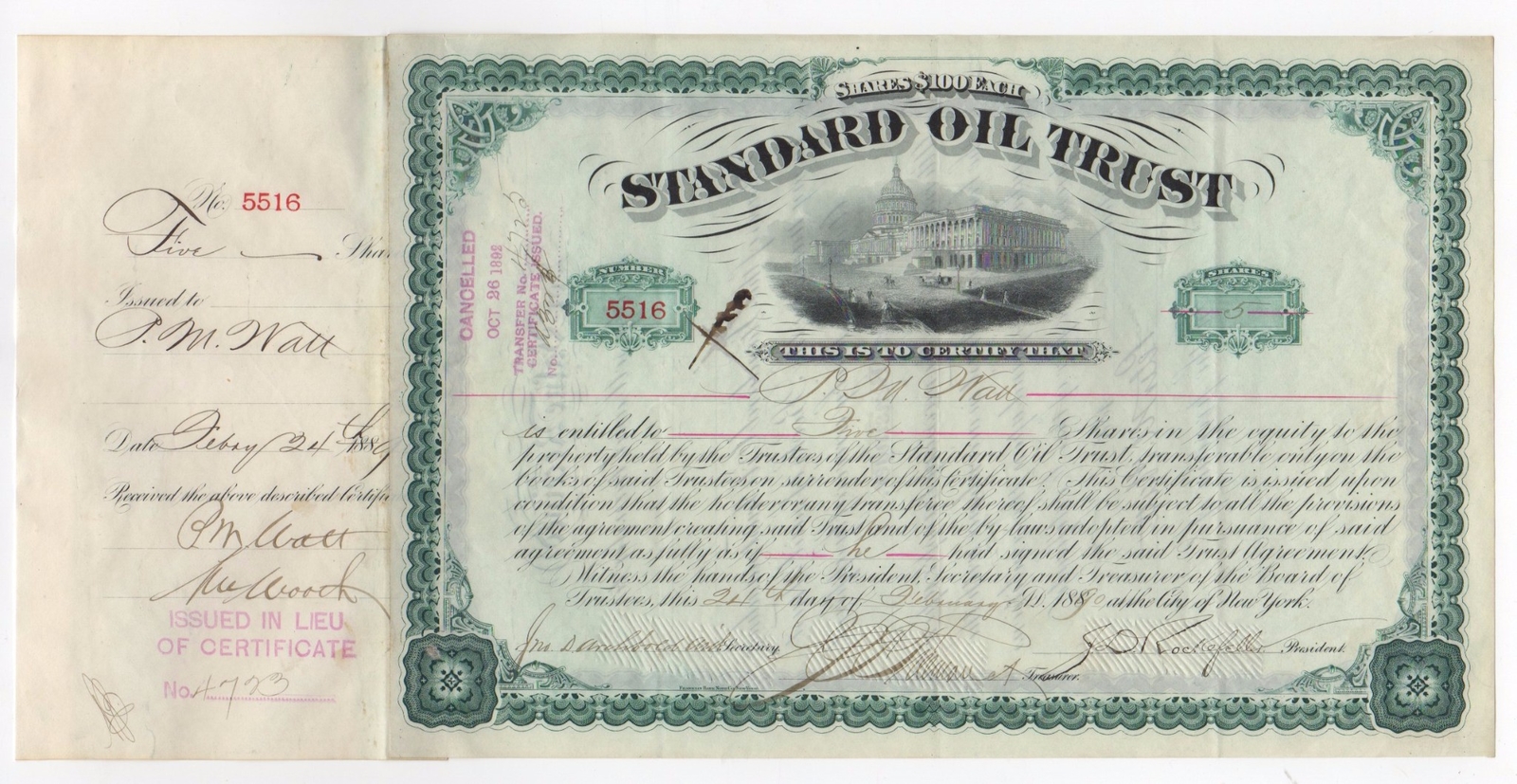 1890 Standard Oil Trust Bond - J.D. Rockefeller & J.D. Archbold | eBay