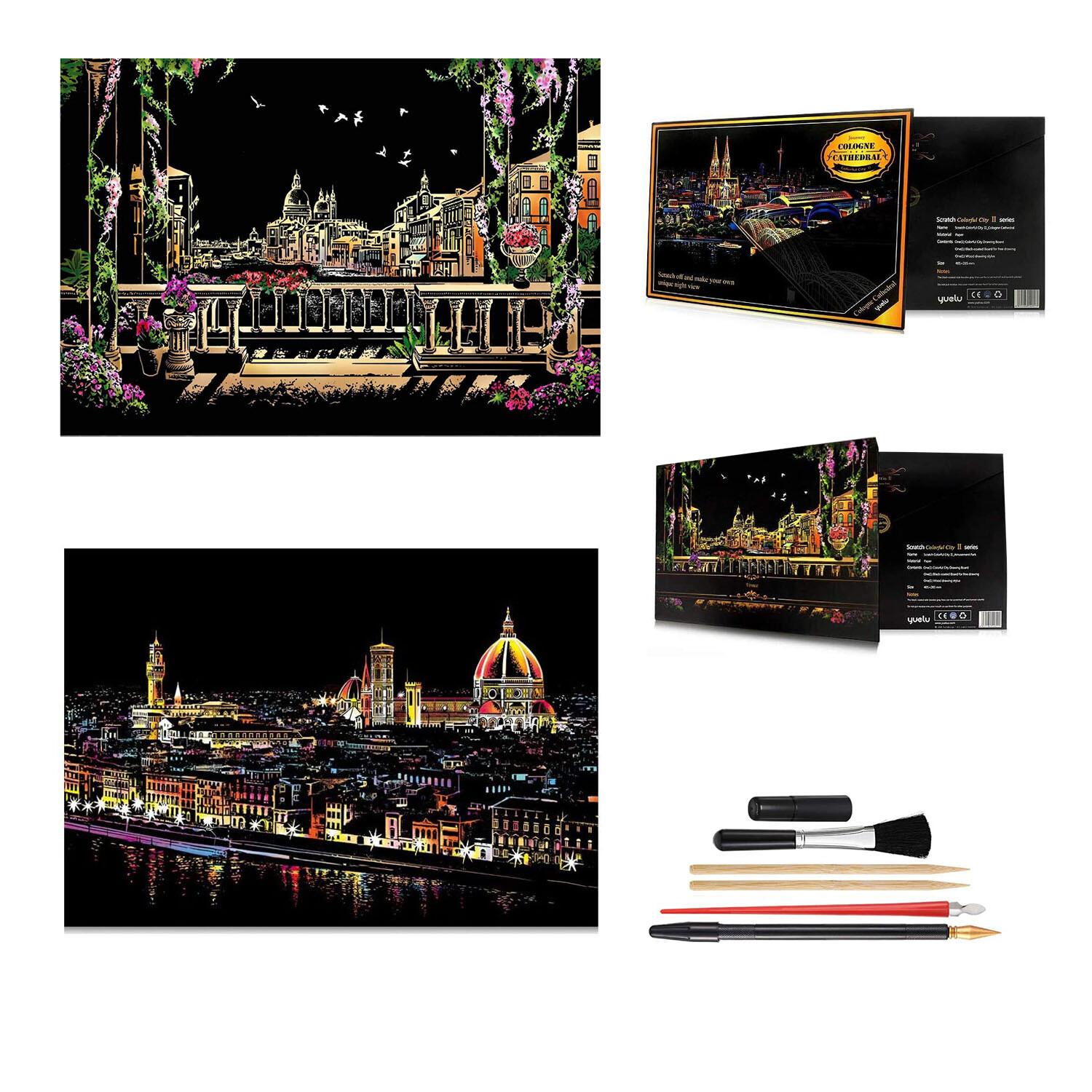 Scratch Art Painting kits for Adults Kids Craft Art Set Night View ...