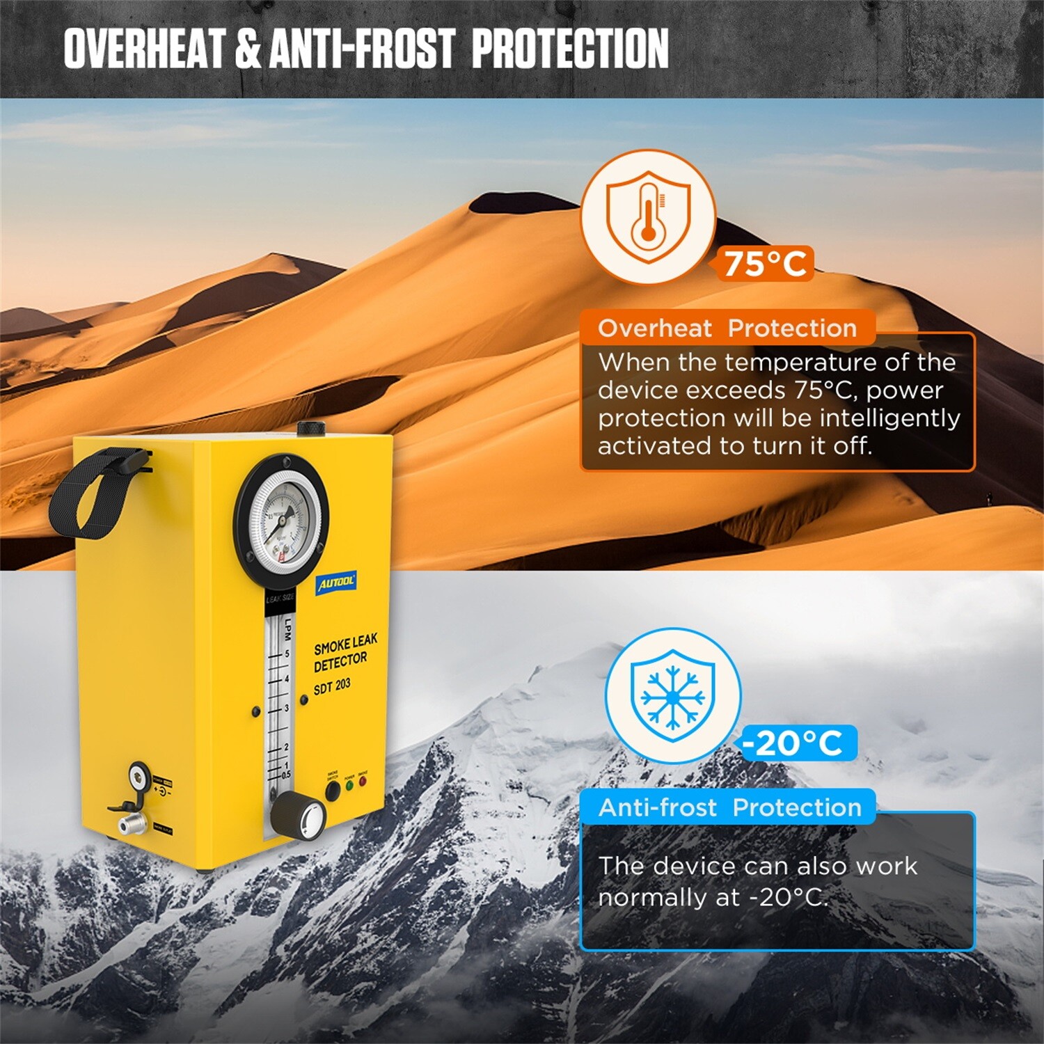 AUTOO SDT203 Automotive EVAP Smoke Machine EVAP Pipe System Diagnostic ...