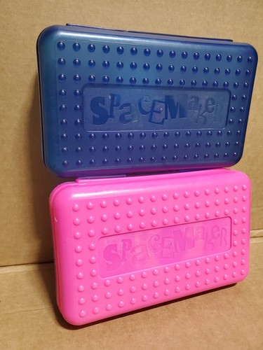 Lot of 2 Spacemaker Pencil Box Pink & Purple / Blue & Clear Plastic ...