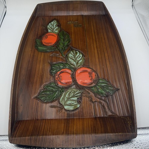 Vintage Platter 20” Long 11.75” Wide Faux Wood MCM Retro Vegetable Tray ...