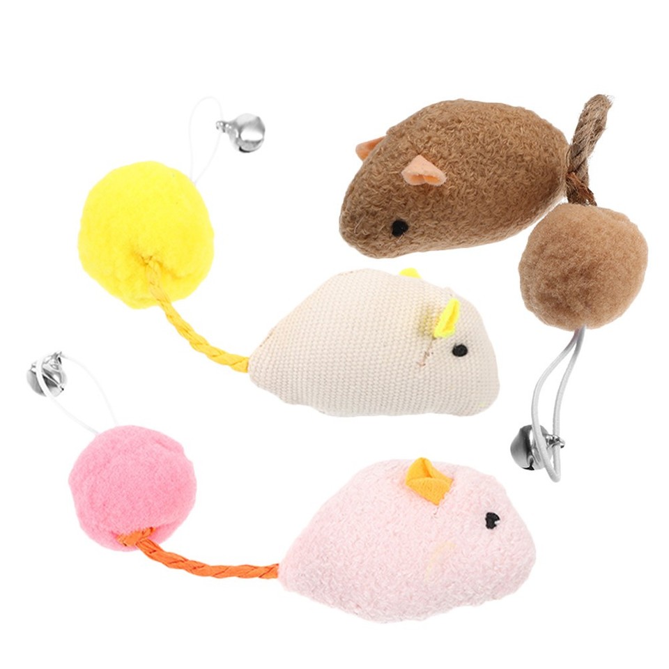 3 Pcs Cat Mice Toy Bundle Realistic Rat Plush Set Indoor Play Ball ...