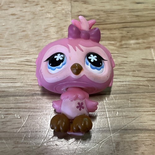 LITTLEST PET SHOP #496 CUDDLIEST PINK OWL BLUE FLOWER EYES AUTHENTIC ...