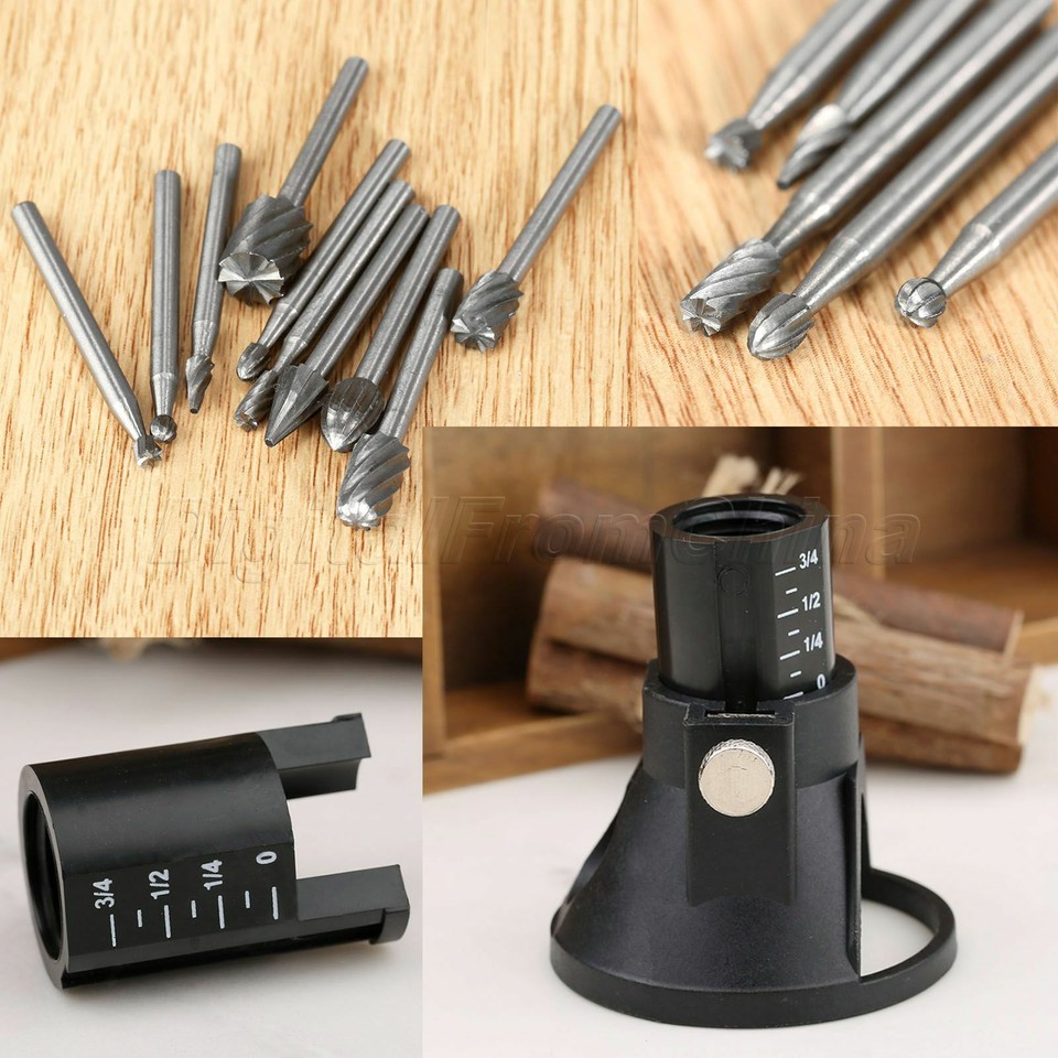 10x HSS Carving Grinding Bit Burr Rotary File & Drill Dedicated Locator ...