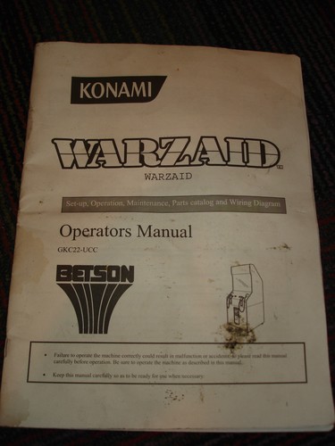 KONAMI WARZAID ARCADE GAME ORIGINAL OPERATORS MANUAL, GUC | eBay