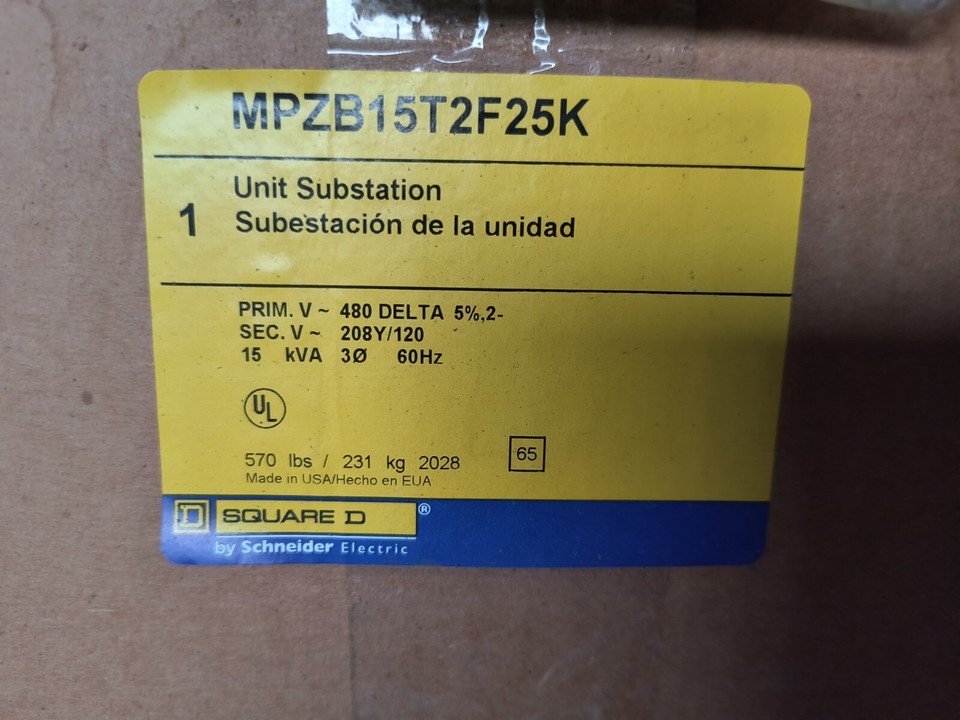 Mini Power Zone unit substation - Square D bolt on branch, 3PH 15kVA ...