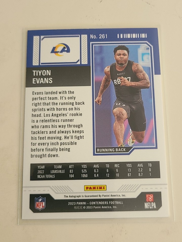 Tiyon Evans 2023 Contenders Auto Autograph RC Los Angeles Rams #261 | eBay