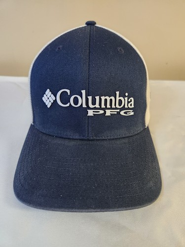 Columbia PFG BASS Flexfit Fitted Ball Cap L/XL Blue Performance Fishing ...