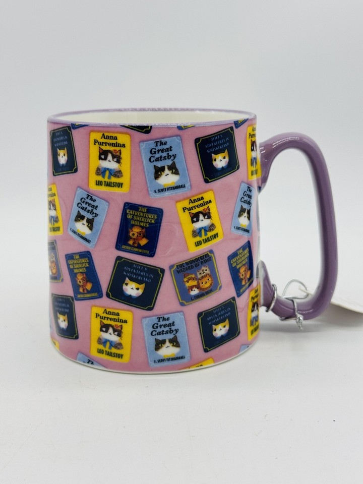 10 Strawberry Street Bella Cat Book Coffee Mug 16oz Literary Cup New | eBay