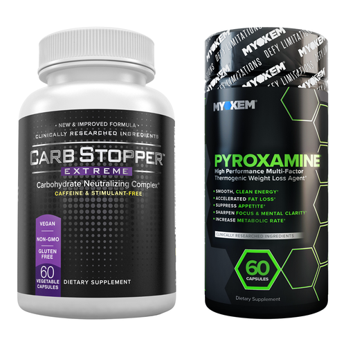 POWERFUL WEIGHT LOSS COMBO: Myokem PYROXAMINE Fat Burner & Carb Stopper ...